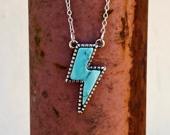 TURQUOISE LIGHTNING BOLT Necklace Western Jewelry - Etsy