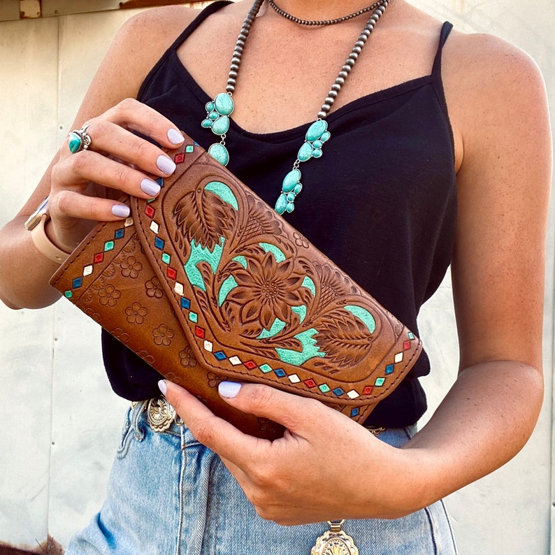 Genuine Leather Western Wallet - Etsy