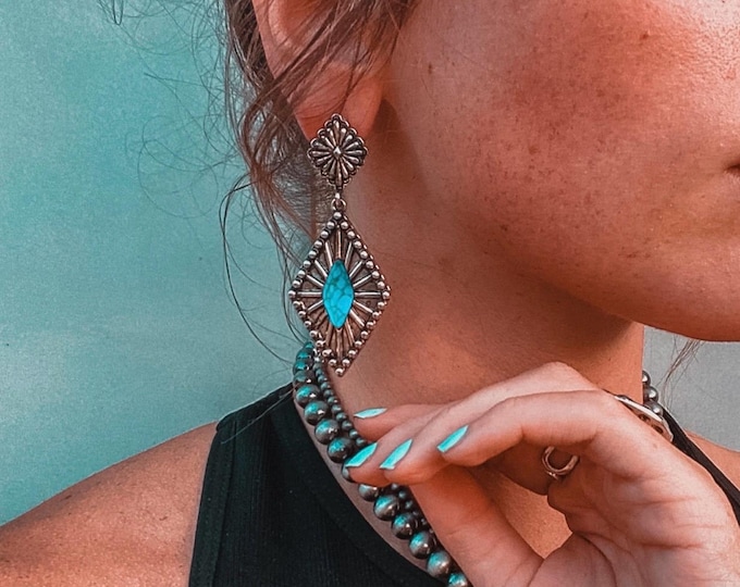 Turquoise Western Earrings - Etsy