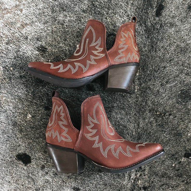 Western Leather Ankle Booties - Etsy