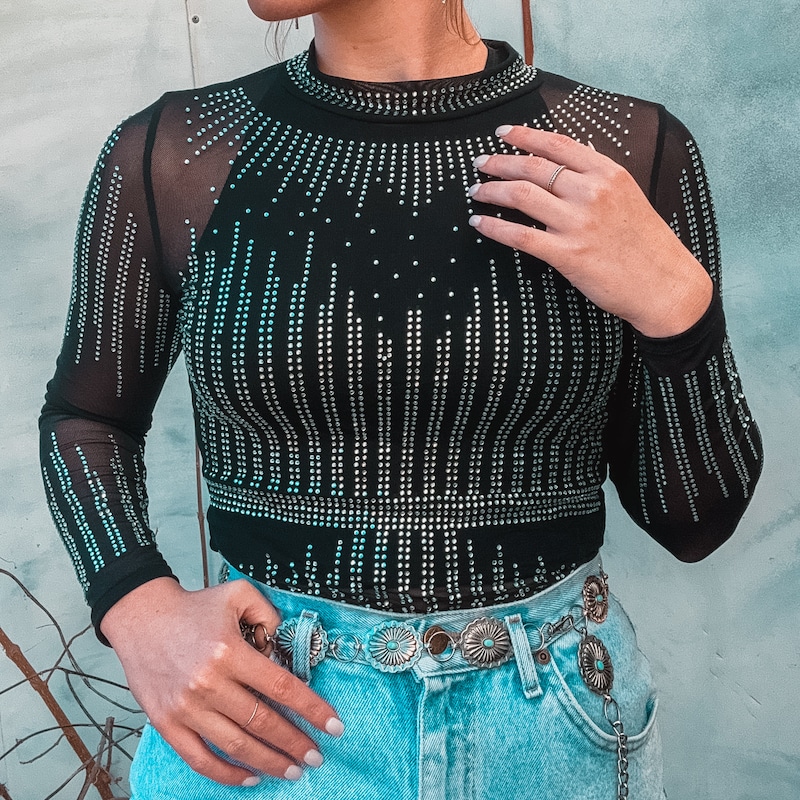 Rhinestone Bodysuit - Etsy