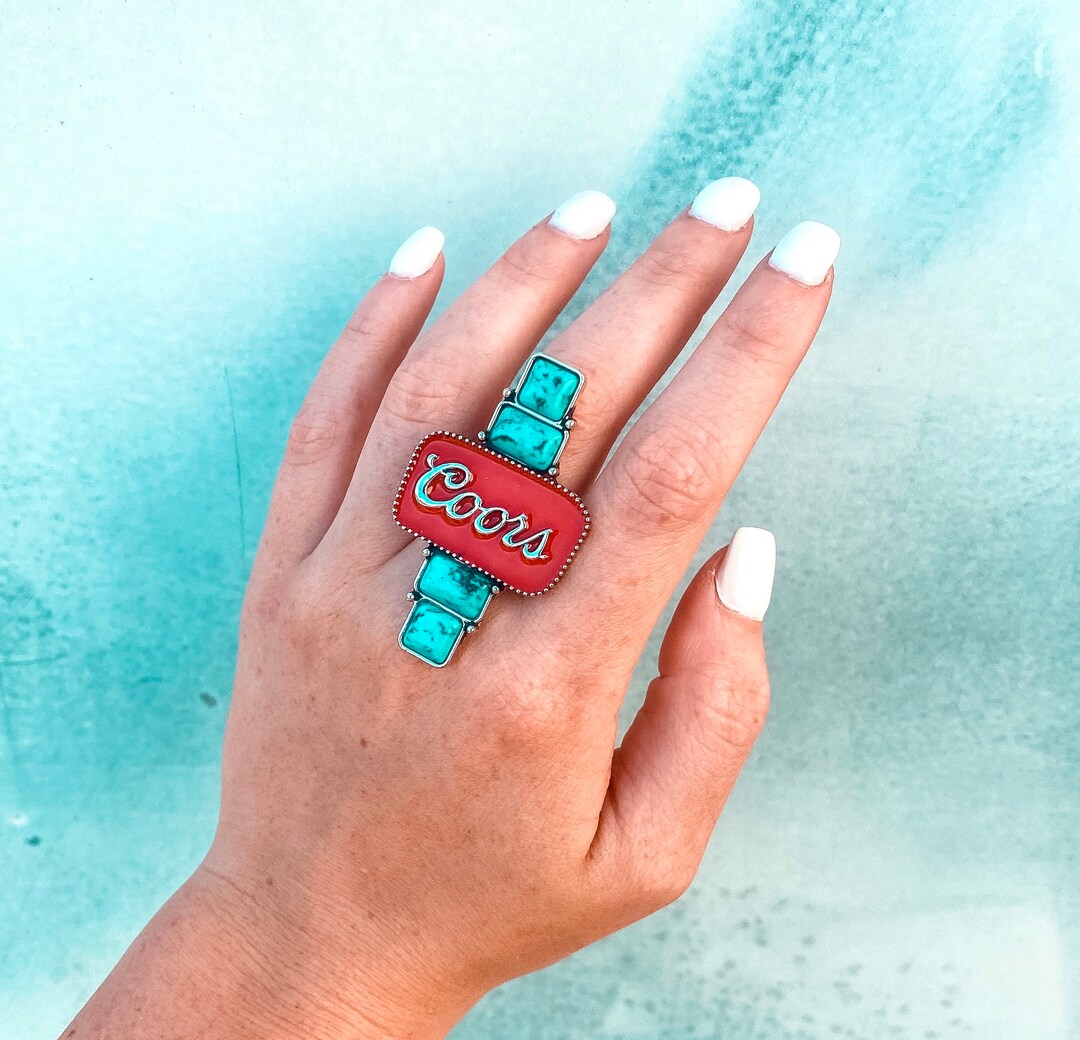 Turquoise Western Beer Ring - Etsy