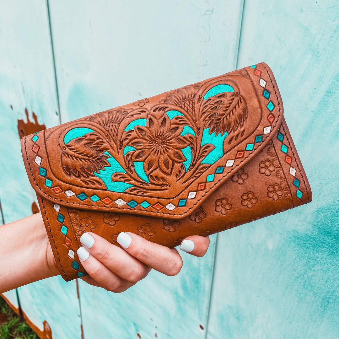Genuine Leather Western Wallet - Etsy