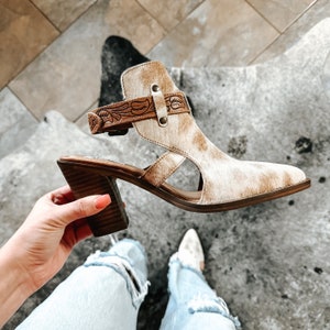 Tooled Leather and Cowhide Heels - Etsy