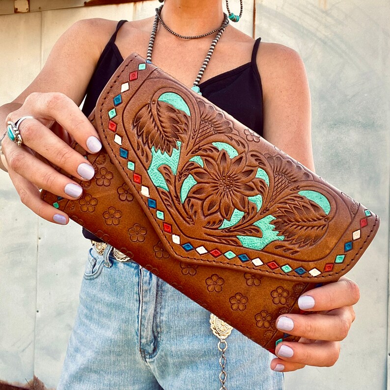 Genuine Leather Western Wallet - Etsy