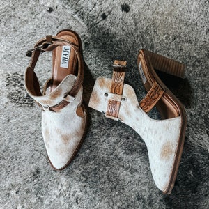 Tooled Leather and Cowhide Heels - Etsy