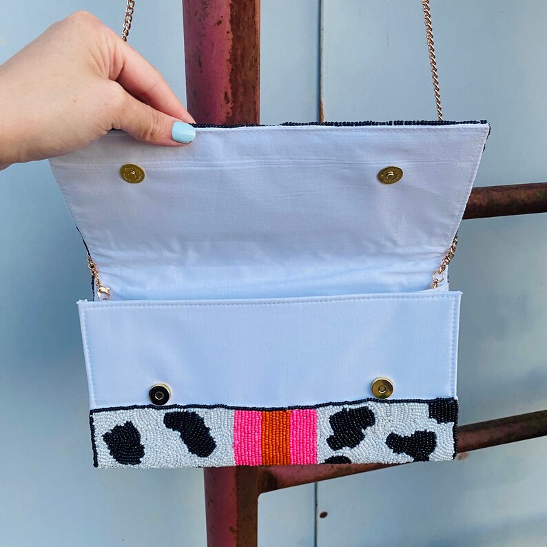 Seed Bead Cow Print Crossbody Wallet - Etsy