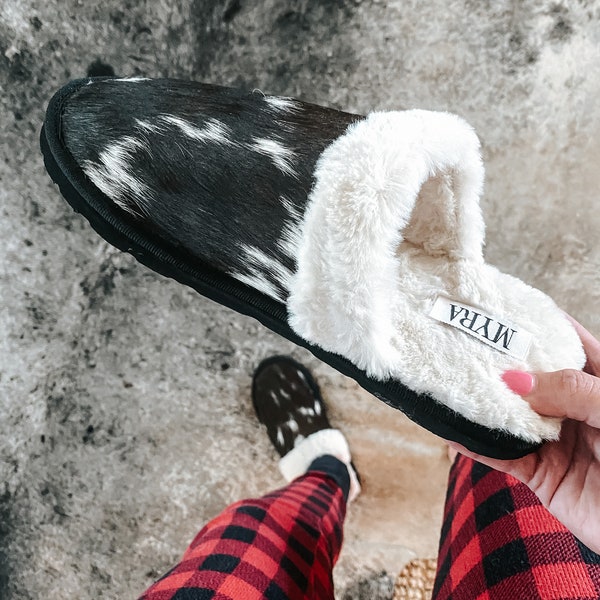 Black and White Cow Slippers - Etsy