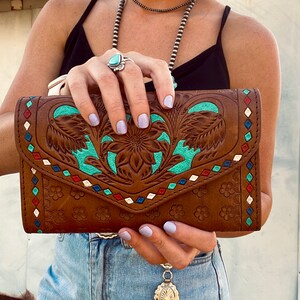 Genuine Leather Western Wallet - Etsy