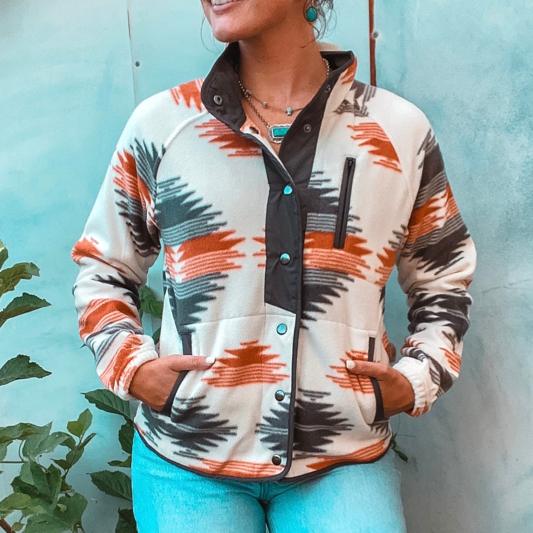 Western Aztec Fleece Jacket - Etsy