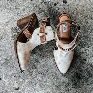 Tooled Leather and Cowhide Heels - Etsy