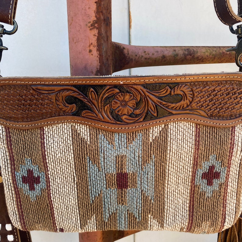 Western Leather Tassel Saddle Blanket Crossbody Purse - Etsy