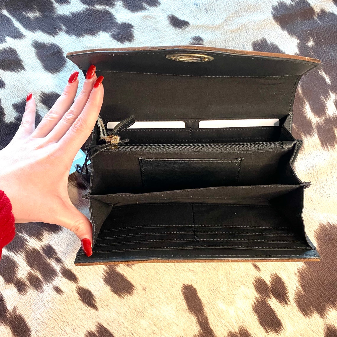 Genuine Leather Cowhide Wallet - Etsy