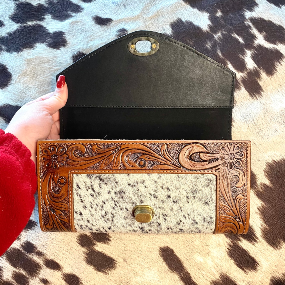 Genuine Leather Cowhide Wallet - Etsy