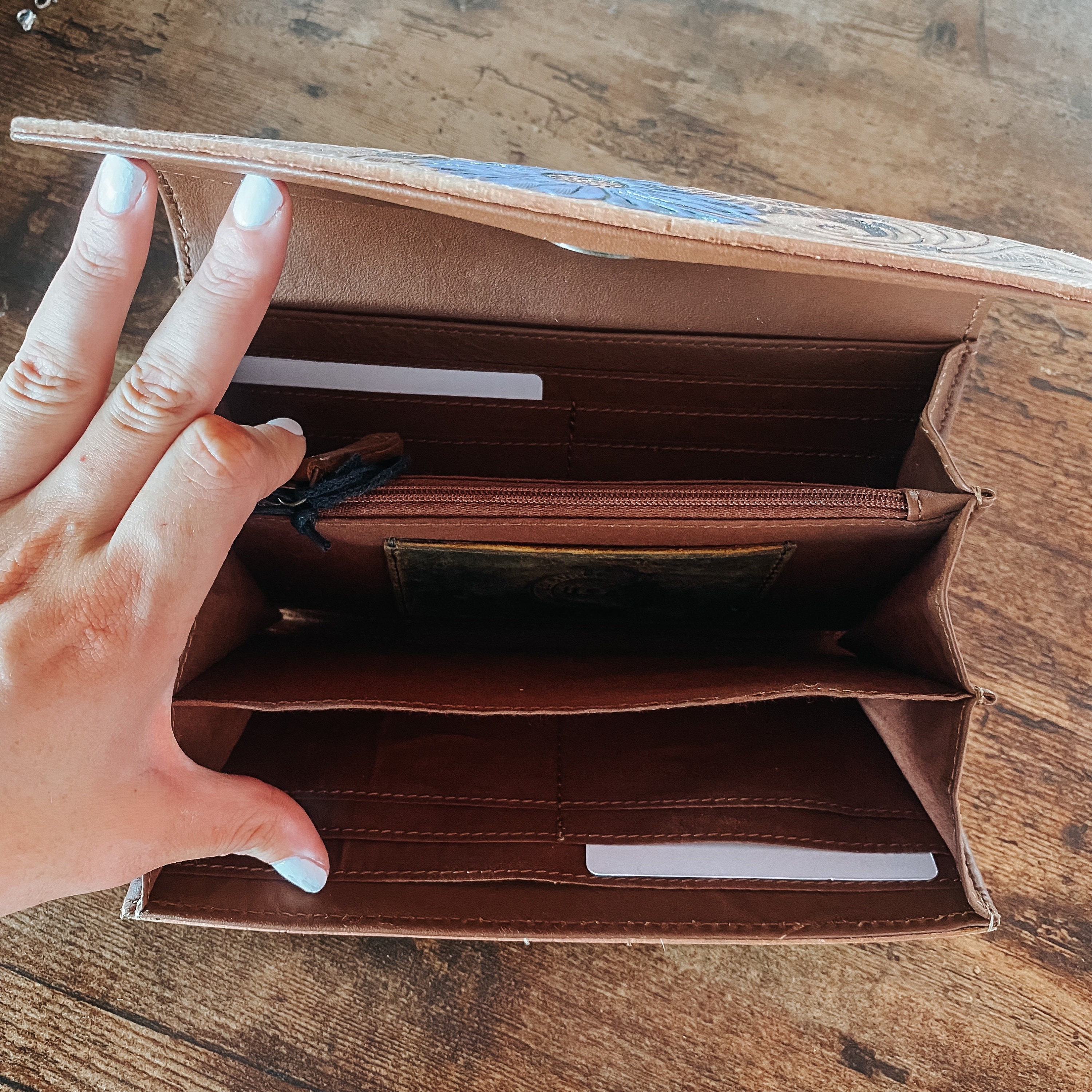 Western Floral Tooled Leather Wallet - Etsy