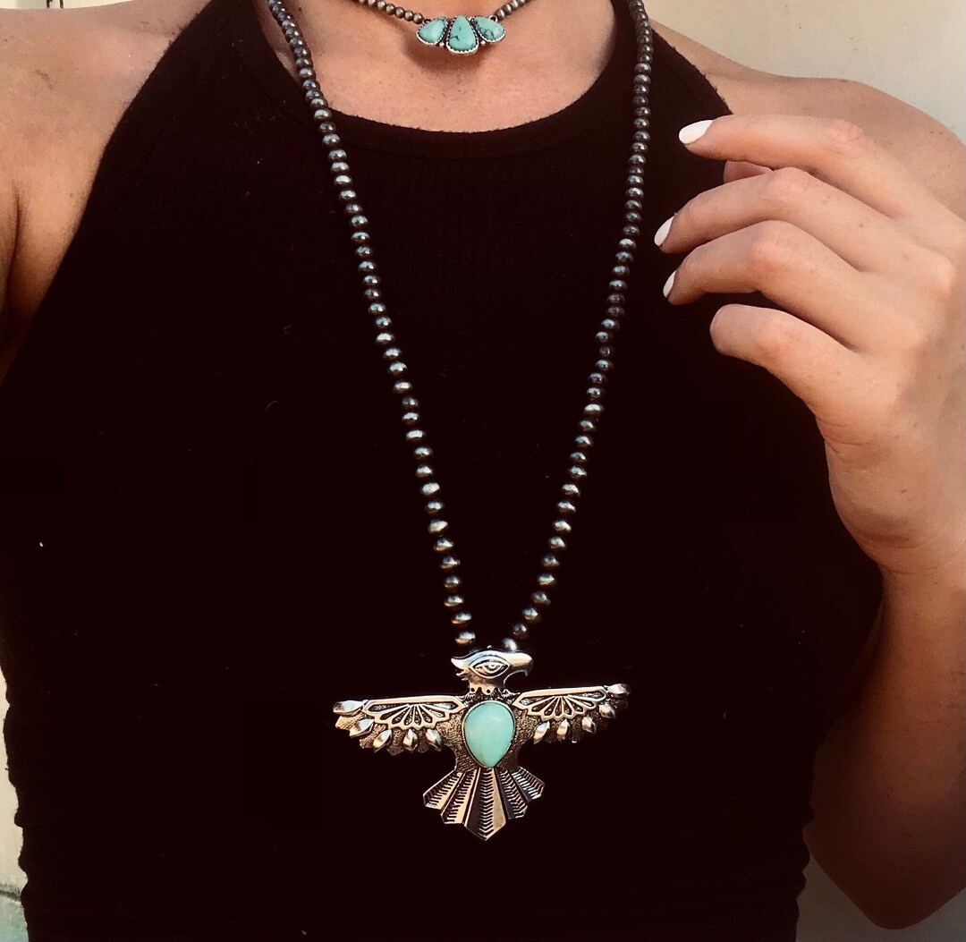 Thunderbird Turquoise Navajo Pearl Necklace - Etsy
