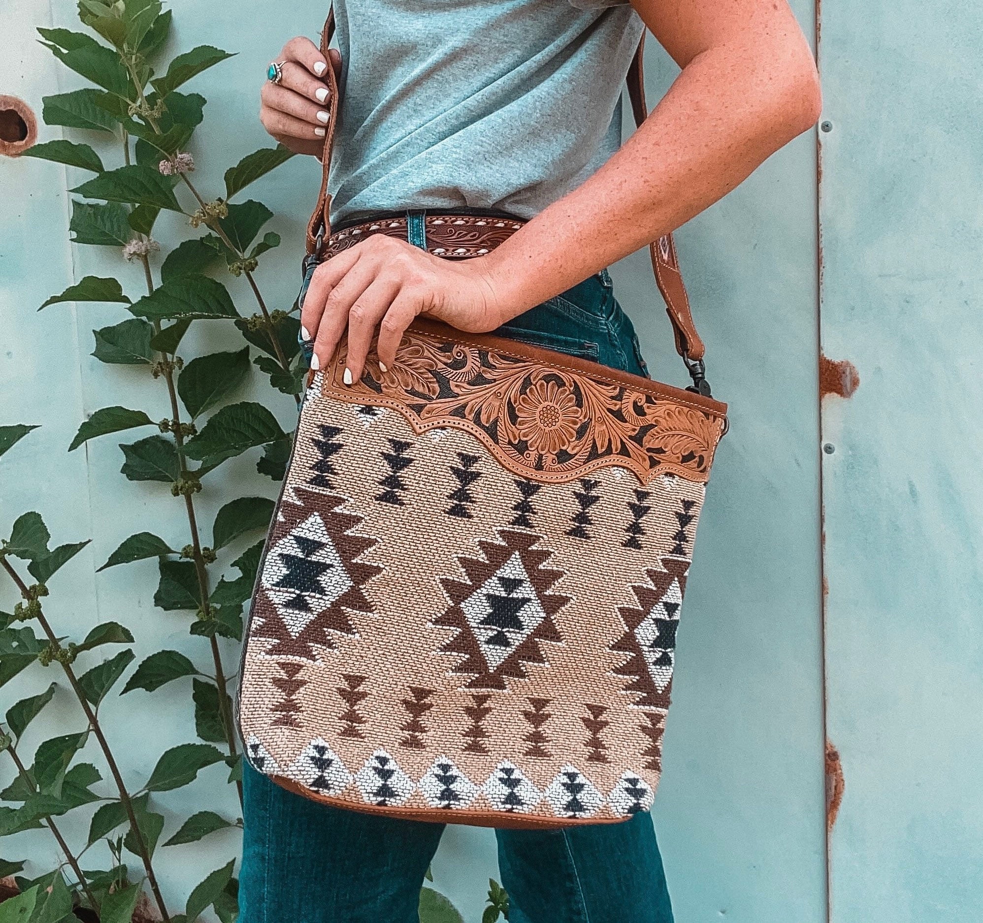 Western Leather and Saddle Blanket Bag - Etsy