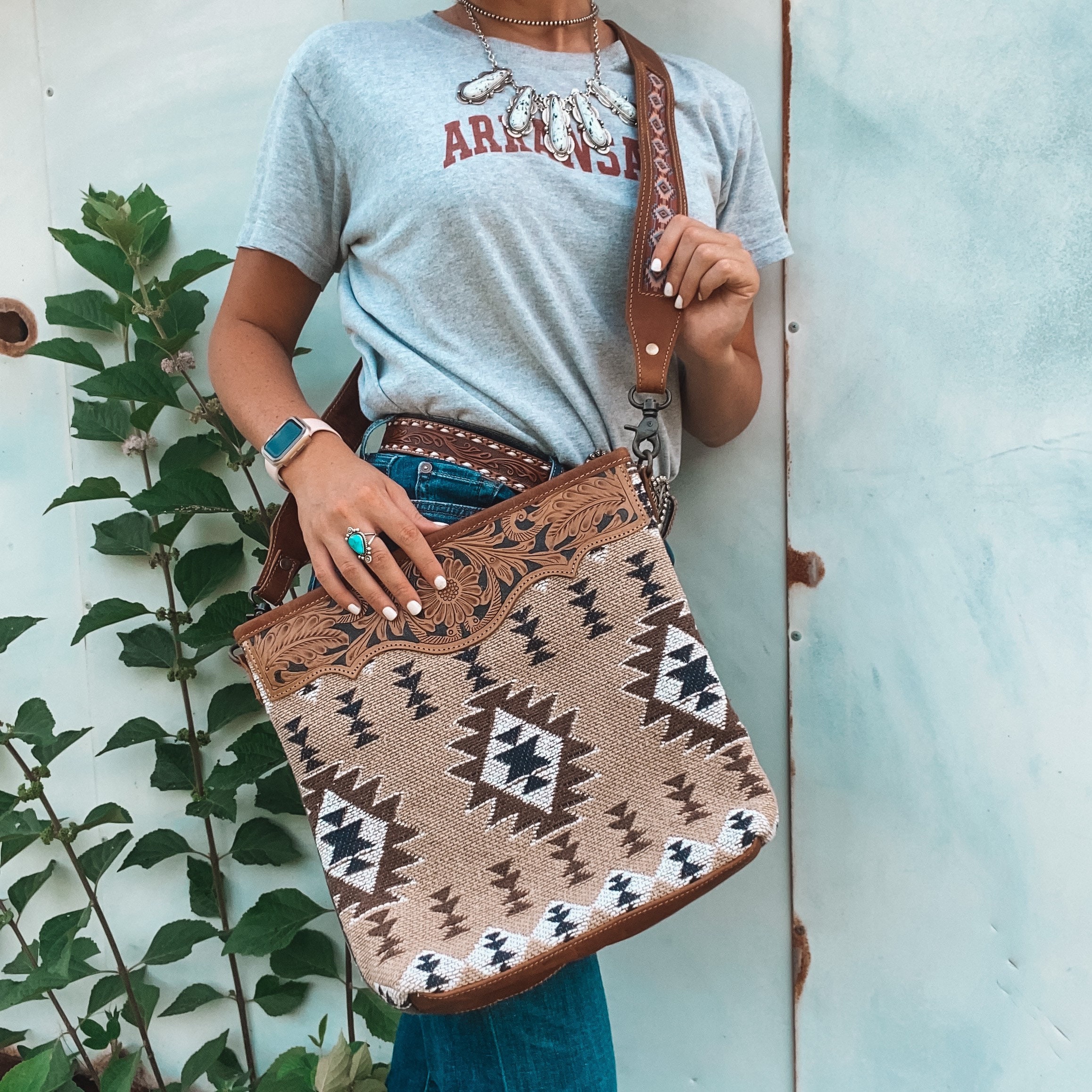 Western Leather and Saddle Blanket Bag - Etsy