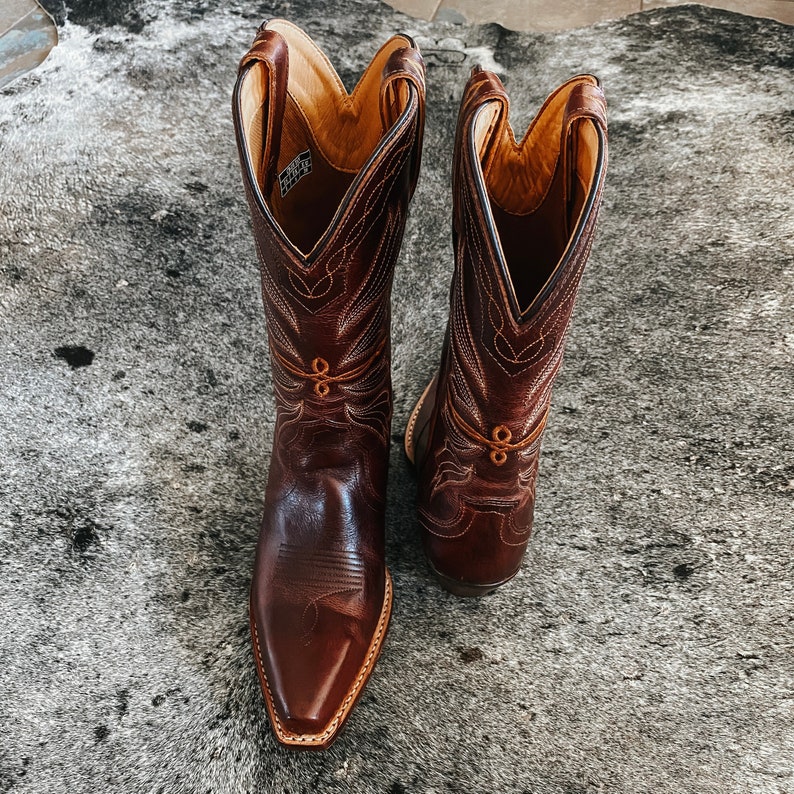 Genuine Leather Western Snip Toe Boots - Etsy