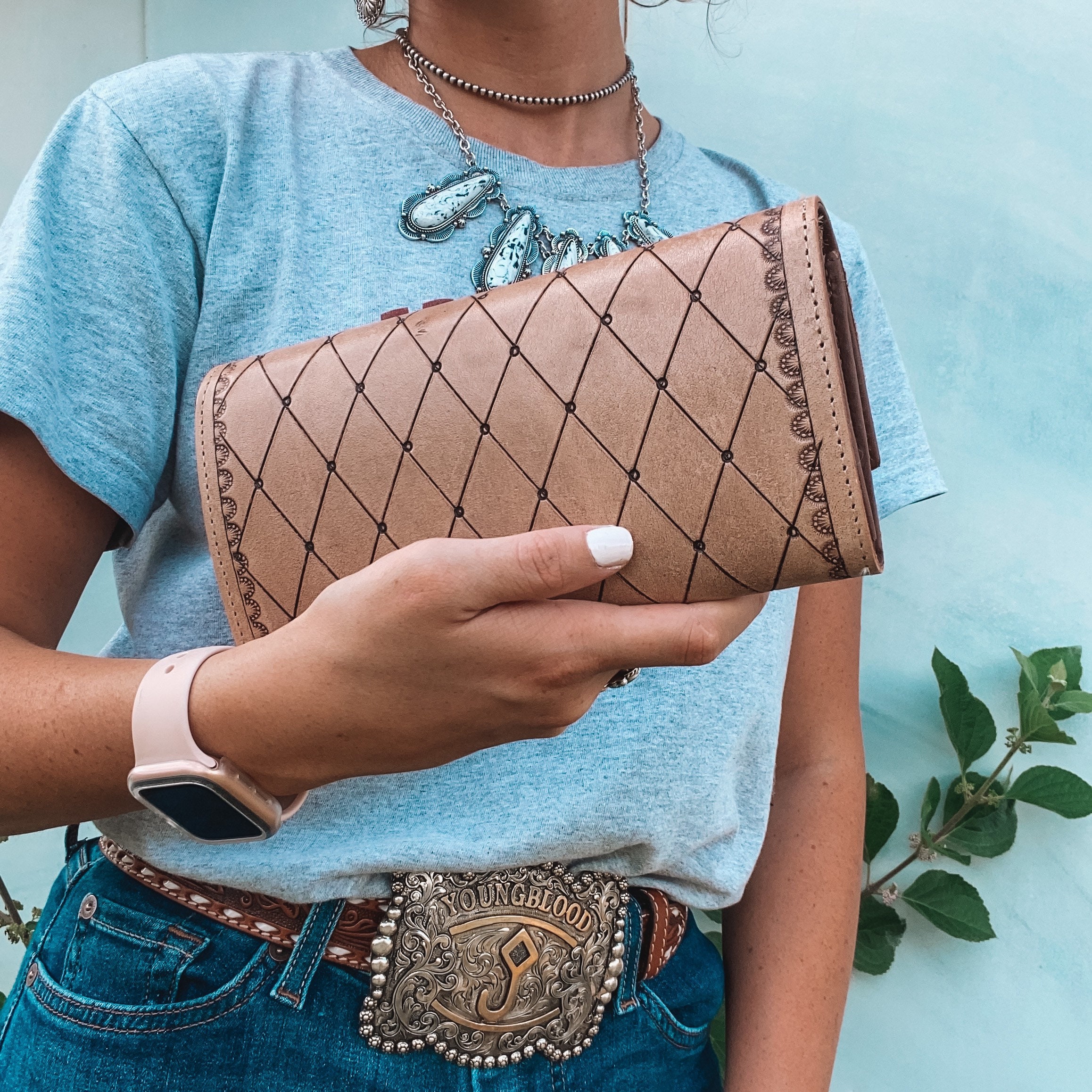 Western Floral Tooled Leather Wallet - Etsy