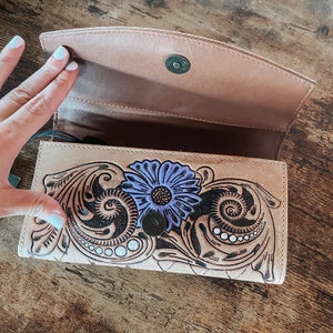 Western Floral Tooled Leather Wallet - Etsy