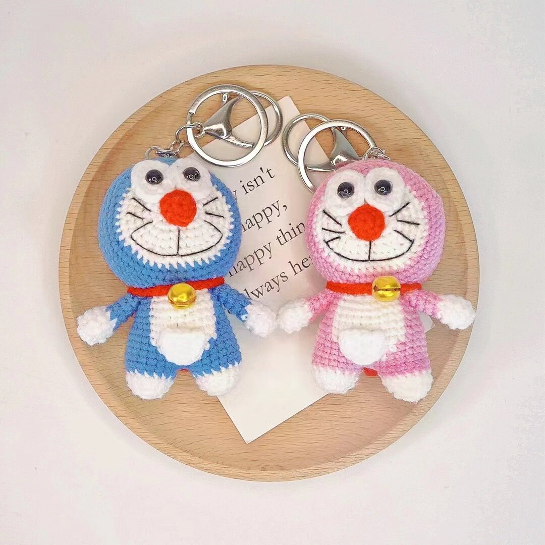 Crochet Animal Keychain,crochet Doraemon Keychain,doraemon Key Chain ...