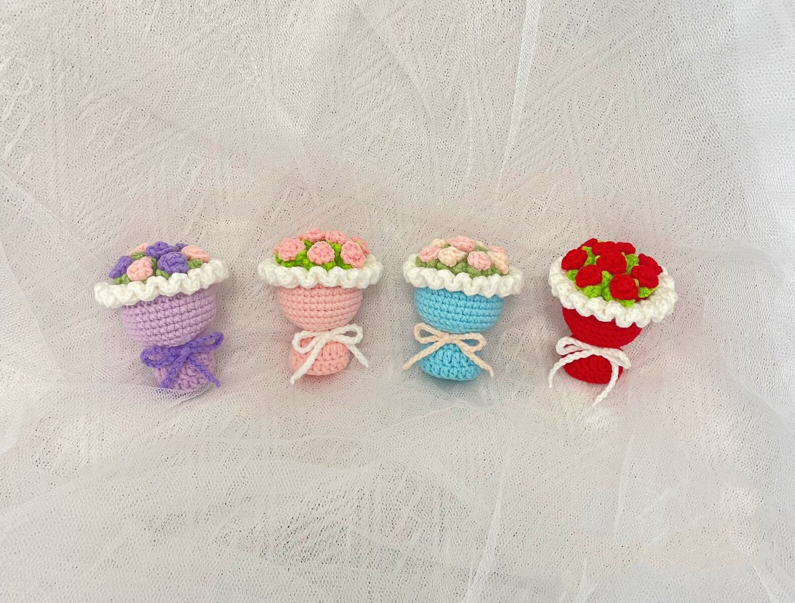 Crochet Mini Bouquet Keychain, Crochet Mini Bouquet, Floewr Keychain ...