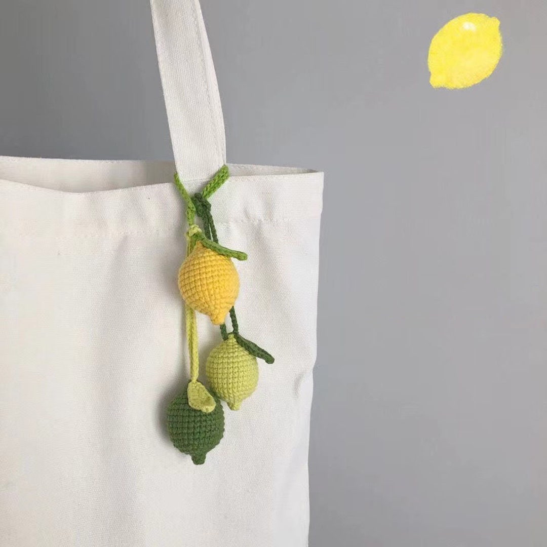 Crochet Lemon Keychain, Crochet Keychain, Lemon Key Chain,crochet Lemon ...