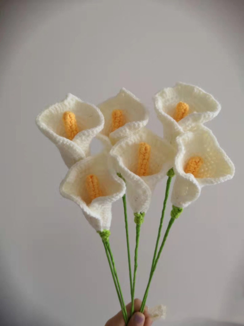 Crochet Calla Lily Set of 4 Handmade Knitted Flowers - Etsy