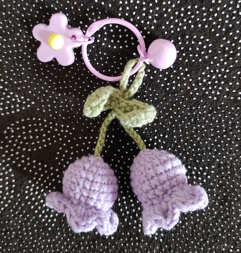 Cute Lily of the Valley Keyrings, Handmade Knitted Keyrings, Crochet ...