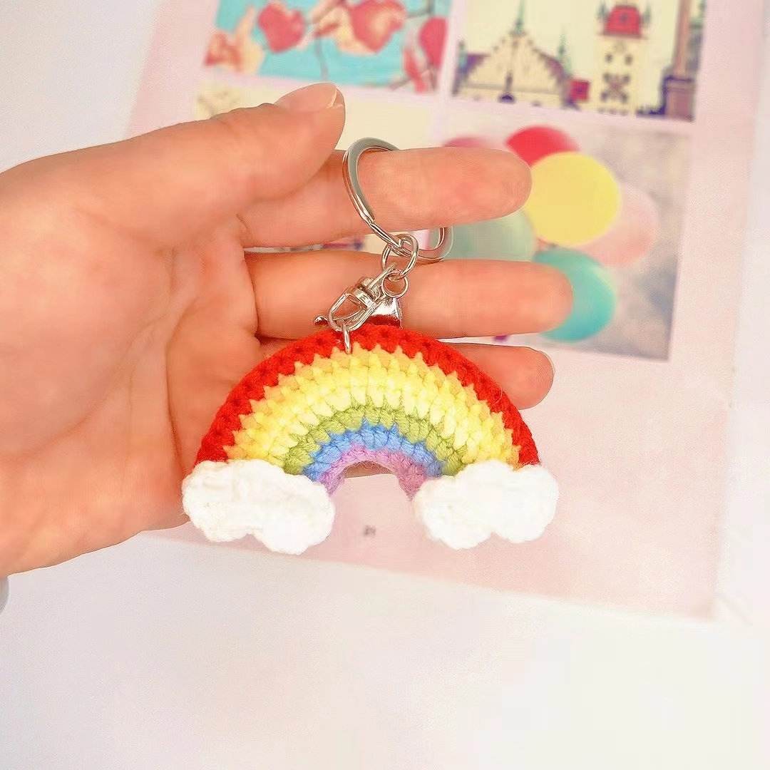 Crochet Rainbow Keychain,crochet Rainbow,rainbow Key Chain,crochet ...