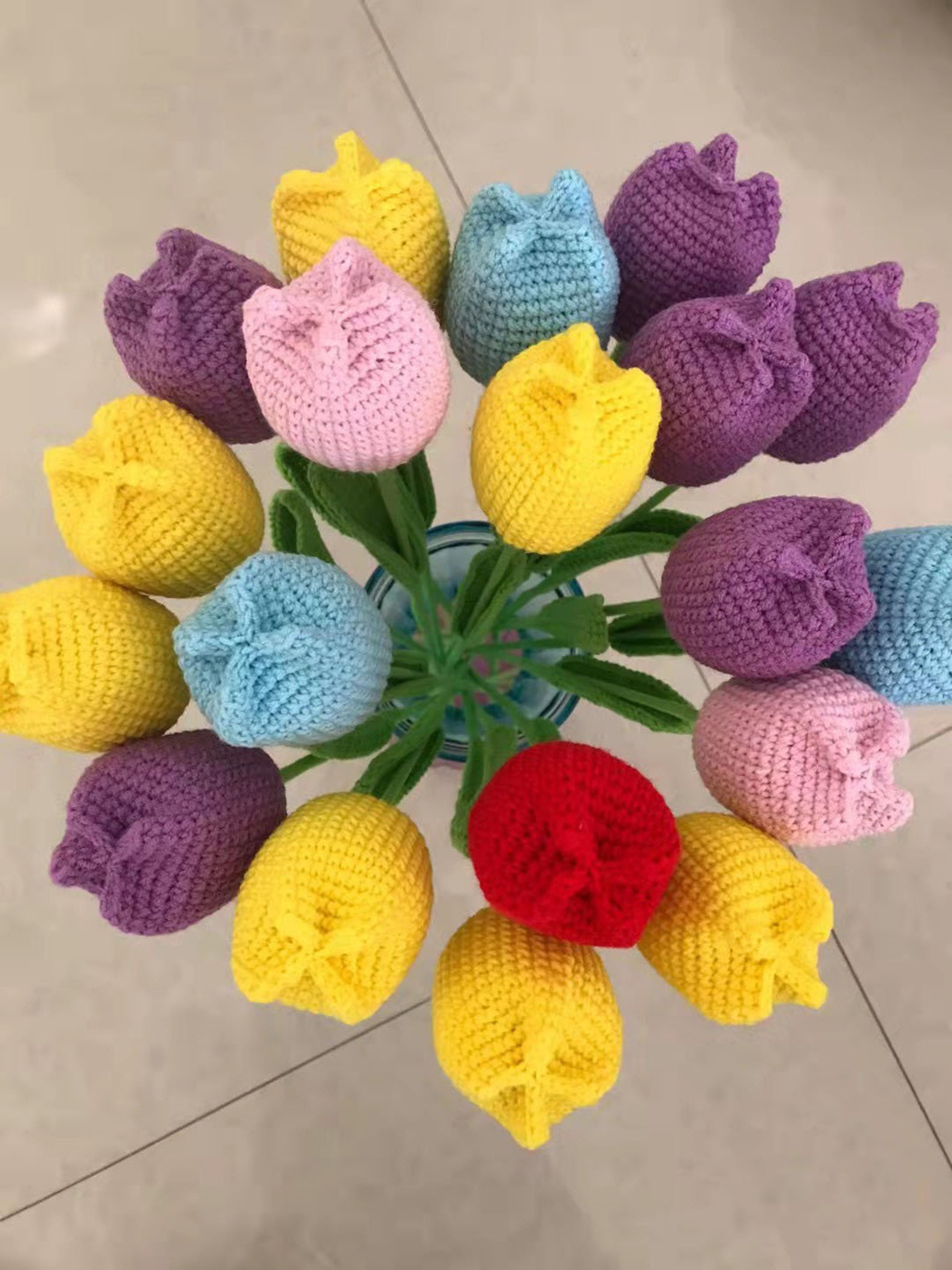 Crochet Tulip Set of 9 Handmade Knitted Flowers Knitted - Etsy