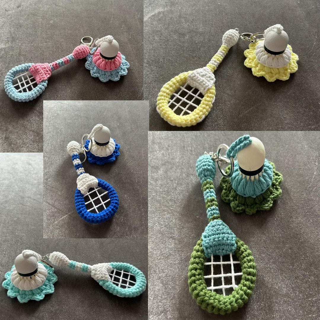 Crochet Badminton Keychain,crochet Shuttlecock Keychain, Badminton ...