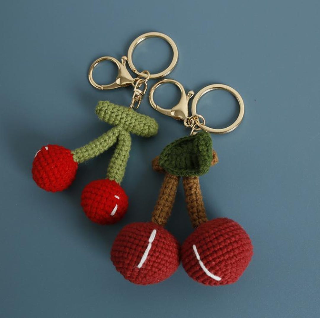 Crochet Cherry Keychain, Crochet Cherry, Cherry Keychain, Crochet Bag ...