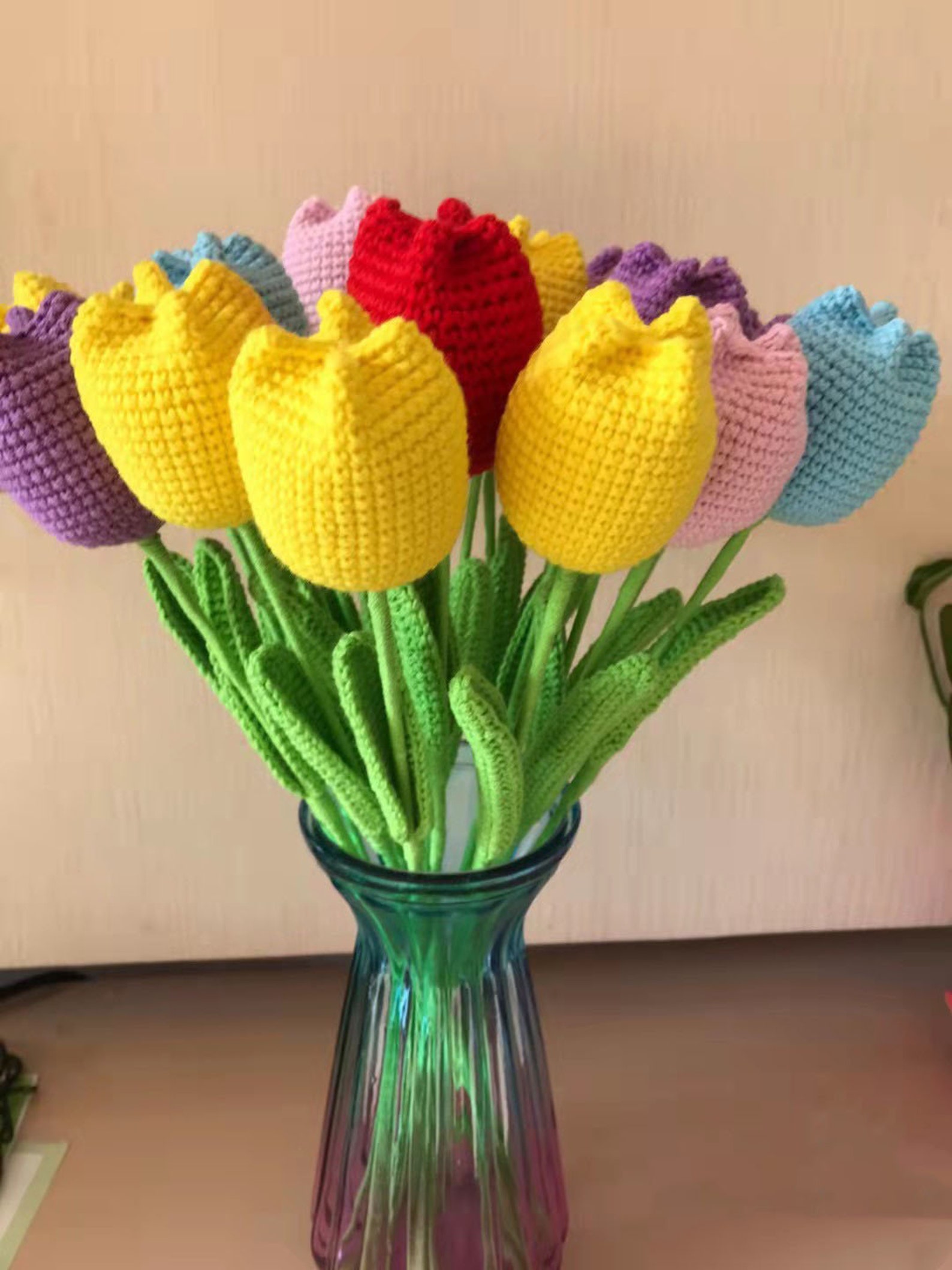 Crochet Tulip Set of 9 Handmade Knitted Flowers Knitted - Etsy