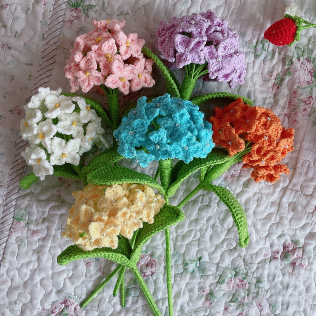 Crochet Hydrangea,handmade Knitted Flowers, Knitted Hydrangea ...