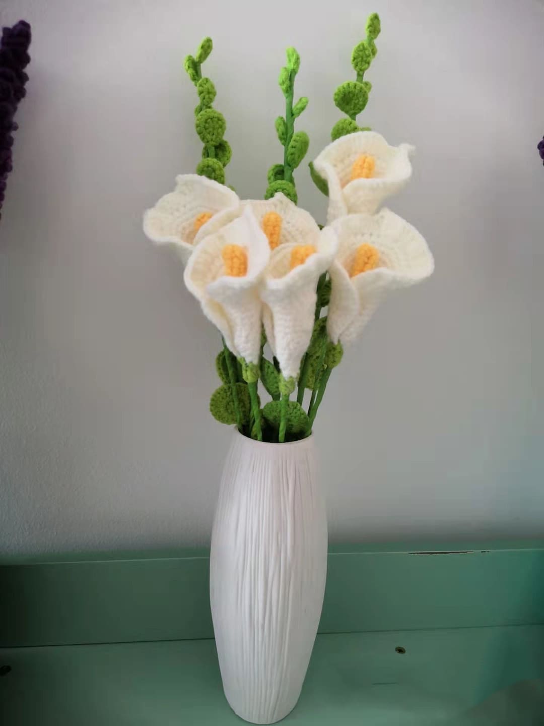 Crochet Calla Lily, Set of 4, Handmade Knitted Flowers, Knitted Calla ...