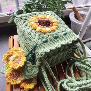 Handmade Sunflower Pouch,crochet Sunflower Pouch/sack,sunflower Purse ...