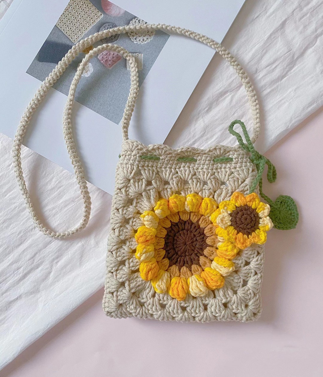 Handmade Sunflower Pouch,crochet Sunflower Pouch/sack,sunflower Purse ...