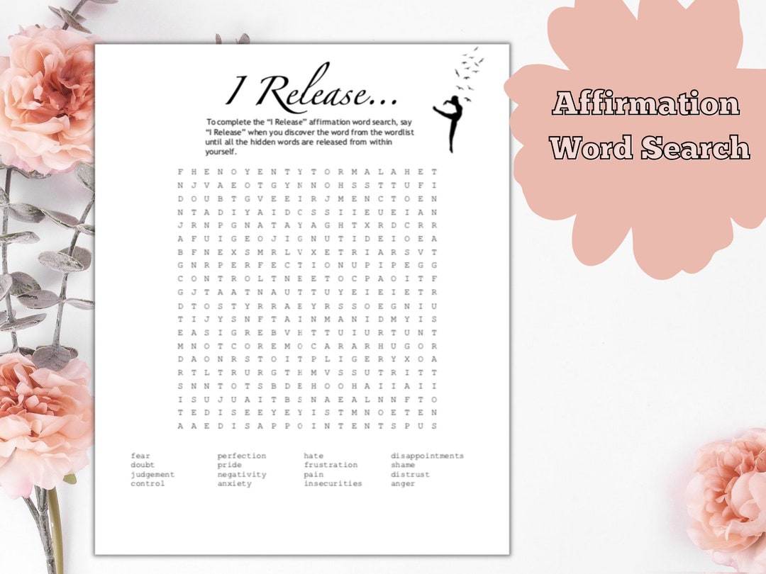 Affirmation Word Search, INSTANT DOWNLOAD, PDF, Self-care Party, Self ...