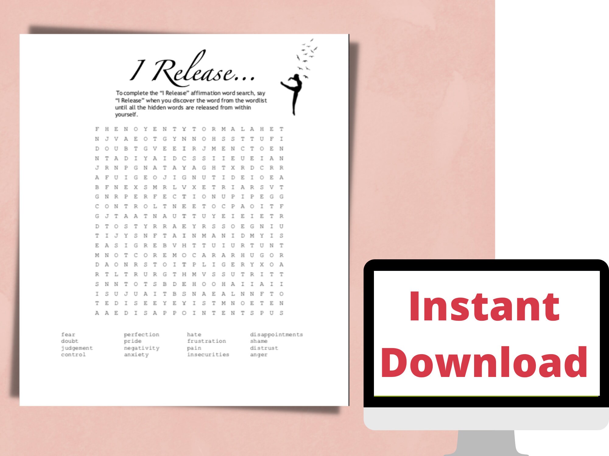 Affirmation Word Search, INSTANT DOWNLOAD, PDF, Self-care Party, Self ...