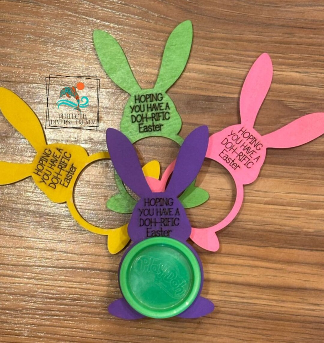 Easter Doh Holder Hand Painted, Easter Basket Filler, Easter Bunny ...