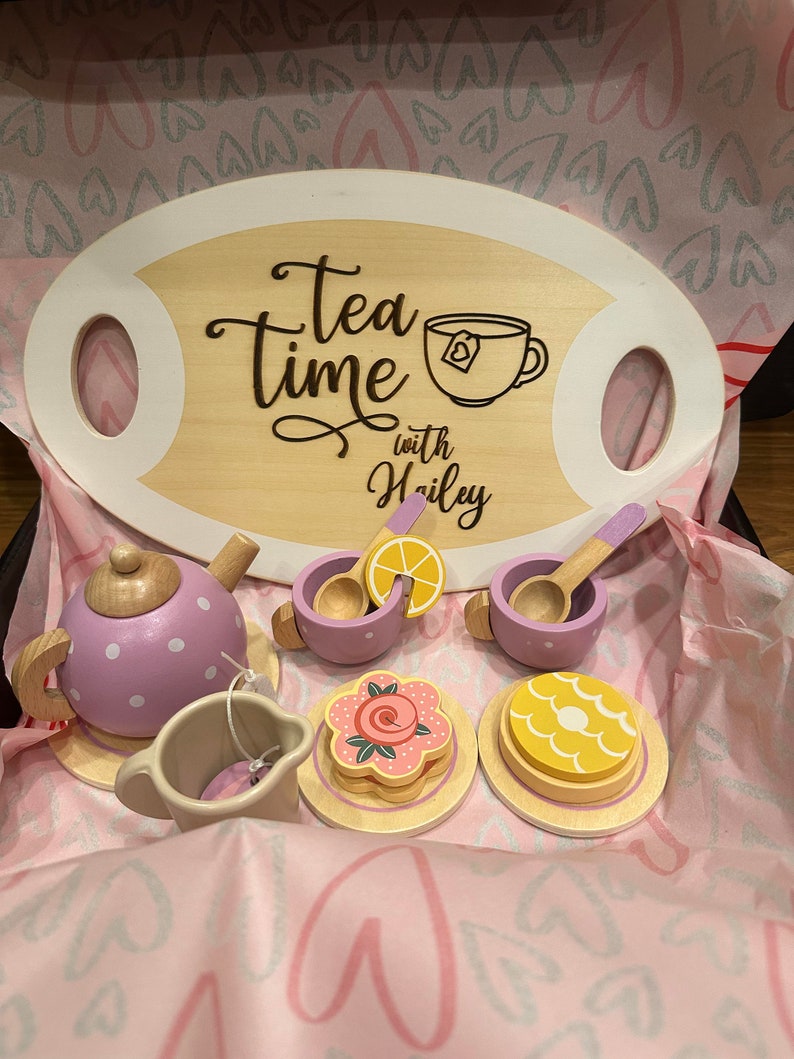Tea Time Tea Set- Wooden Tea Set, Custom Tea Set, Kids Play Set ...