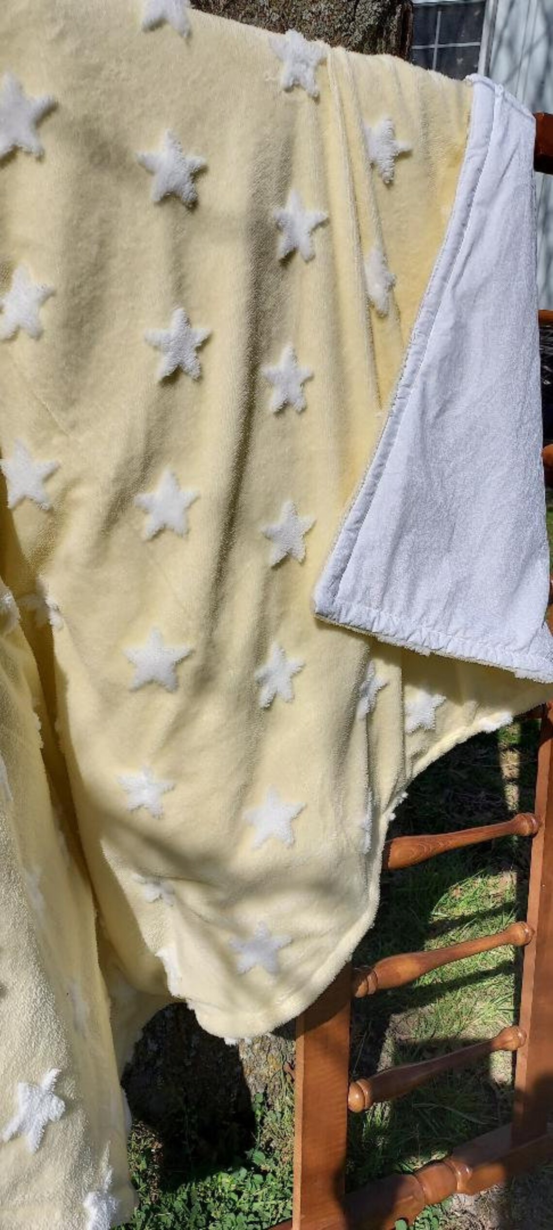 Stars Yellow Fleece Baby Blanket - Etsy