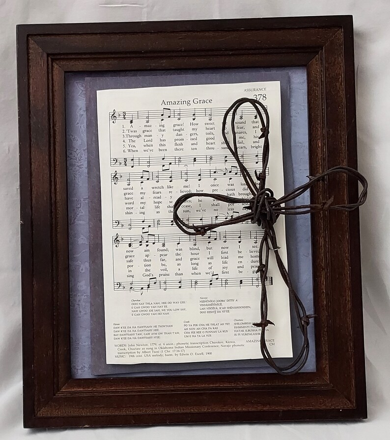 Amazing Grace Vintage Hymnal Sheet Music and Barbed Wire Cross - Etsy