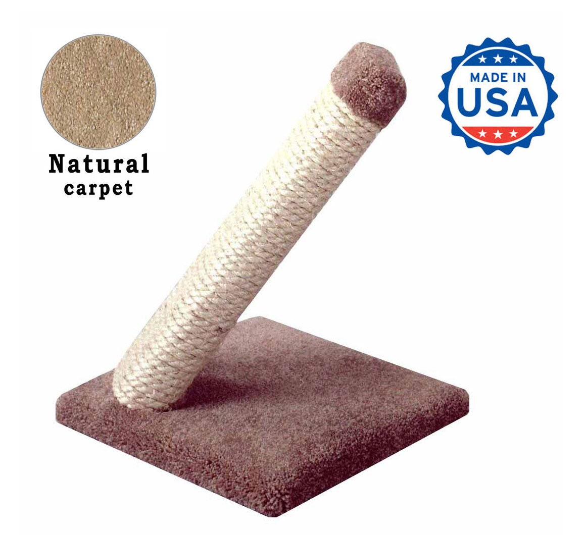 USA Made Angled Sisal Cat Scratcher, Solid Wood Post, Carpeted Base - Etsy
