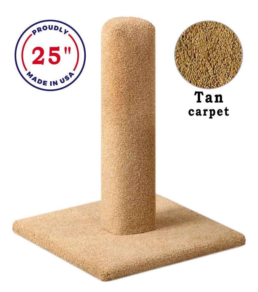 25 Inches Solid Wood Cat Scratching Posts, USA Made, Tan, Gray, Natural ...