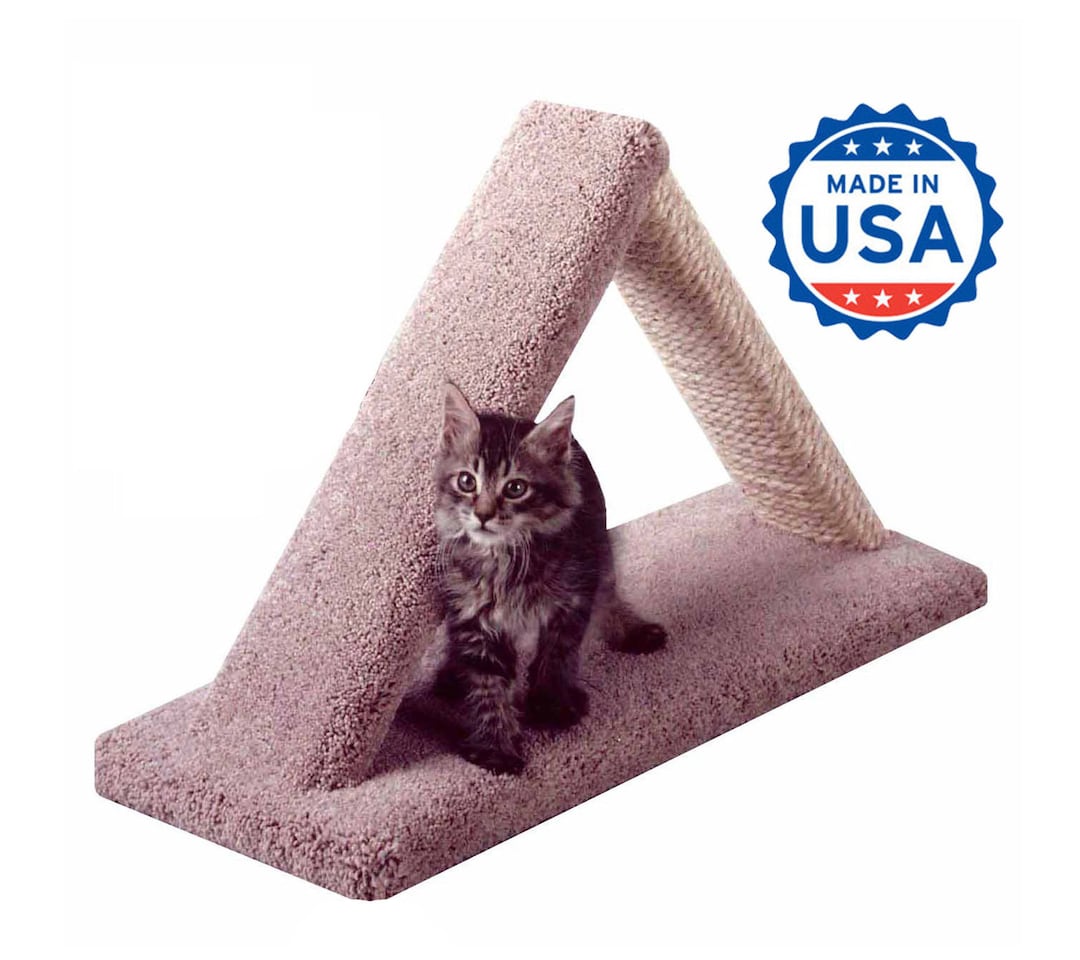 USA Made Wooden Incline Cat Scratching Post, Triangle Cat Scratcher ...