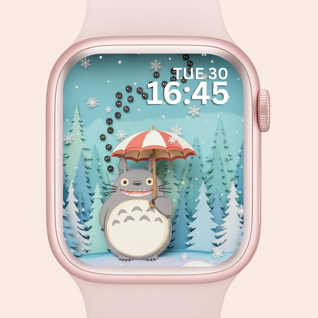 Anime Winter Apple Watch Wallpaper: Totoro Snow Scene (instant Download ...