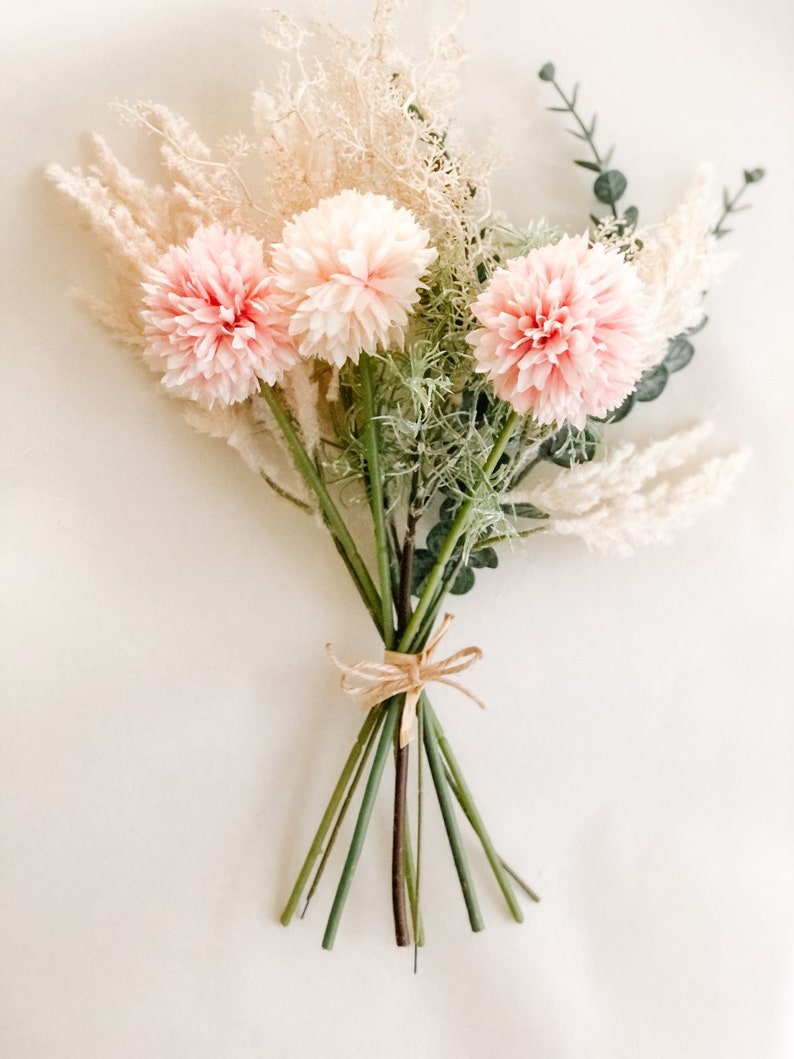 Romantic Minimalist Neutral Boho Faux Floral Bouquet - Etsy